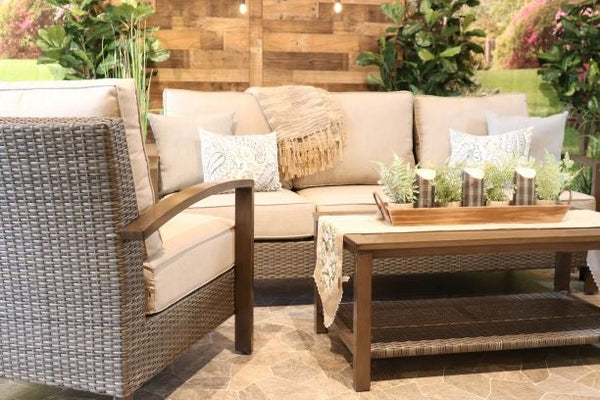 Kennet 4-Piece Outdoor Seating Set - Sofa, Club Chair, Swivel Rocker ...