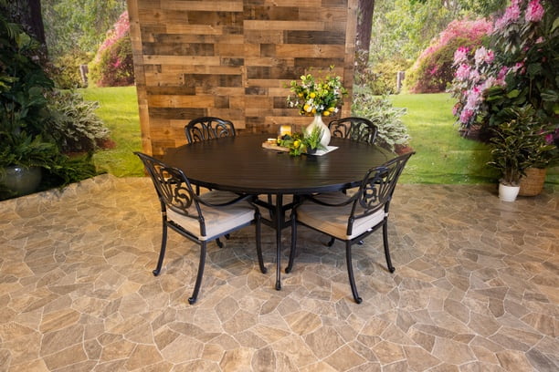 Lynnwood 5 Piece Outdoor Dining Set - 66" Round Stone Harbor Dining ...