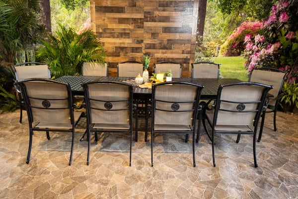 Vienna 11 Piece Dining Set - 48" x 84"-127" Extension Weave Dining ...