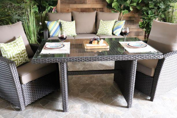 BRIGHTON 4 PIECE SEATING/DINING SET- Sofa, 2 Club Chairs and Chow Tabl